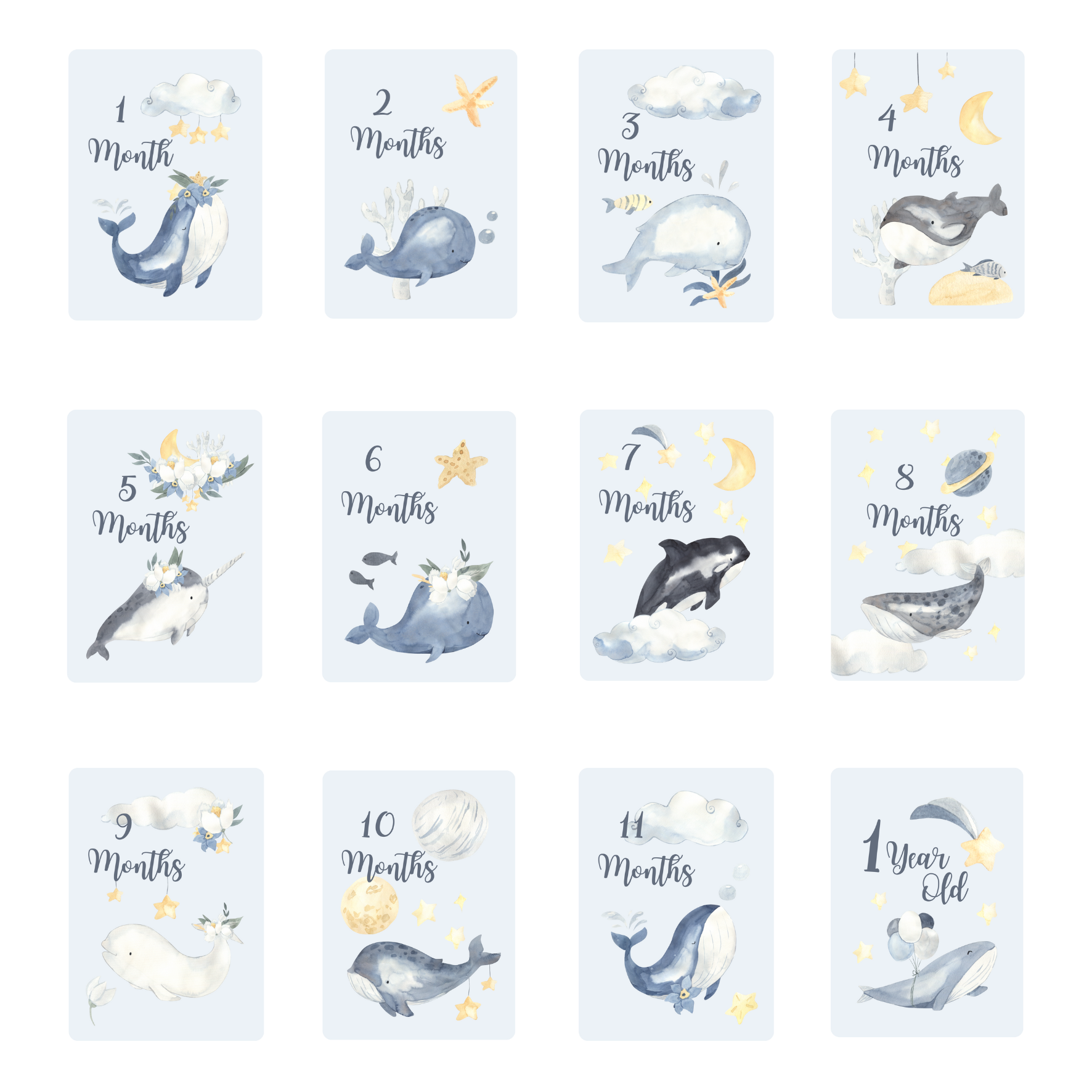 Under the Sea Milestone Cards - Pukalups